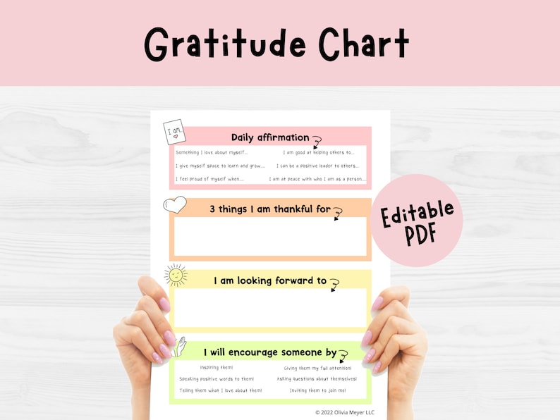 Gratitude Chart | Daily Schedule for Kids - Etsy