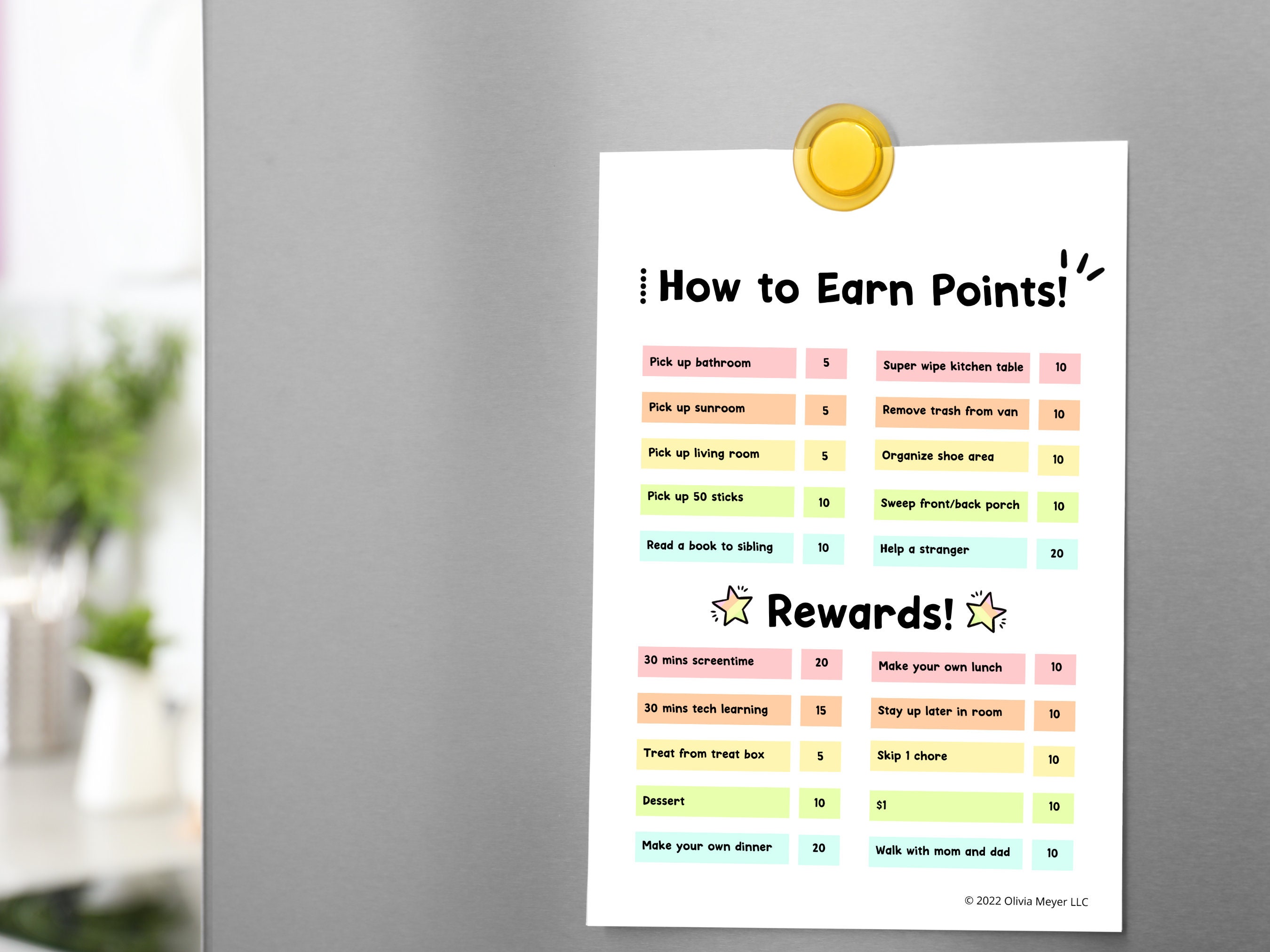 Kids Reward Chart | Points Reward System, Reward Chart for Kids, Reward ...