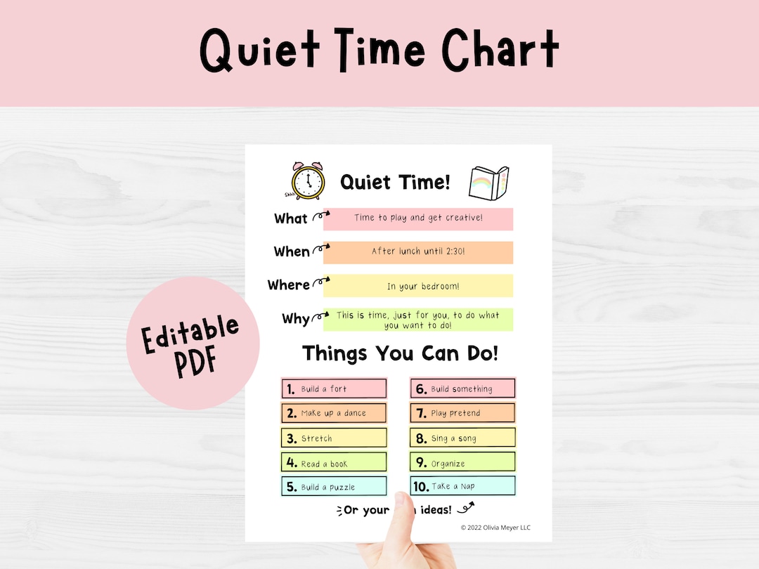 Quiet Time Chart, Kids Daily Schedule Idea, Printable PDF - Etsy