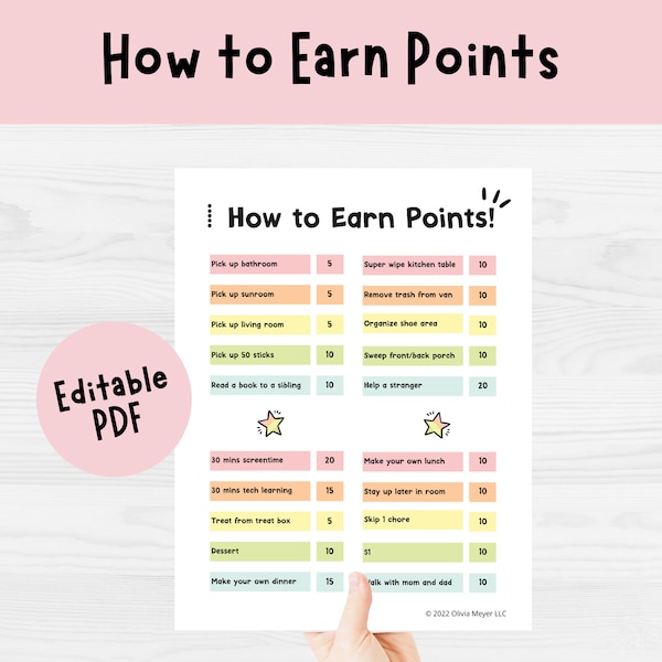 Kids Reward Chart - Etsy