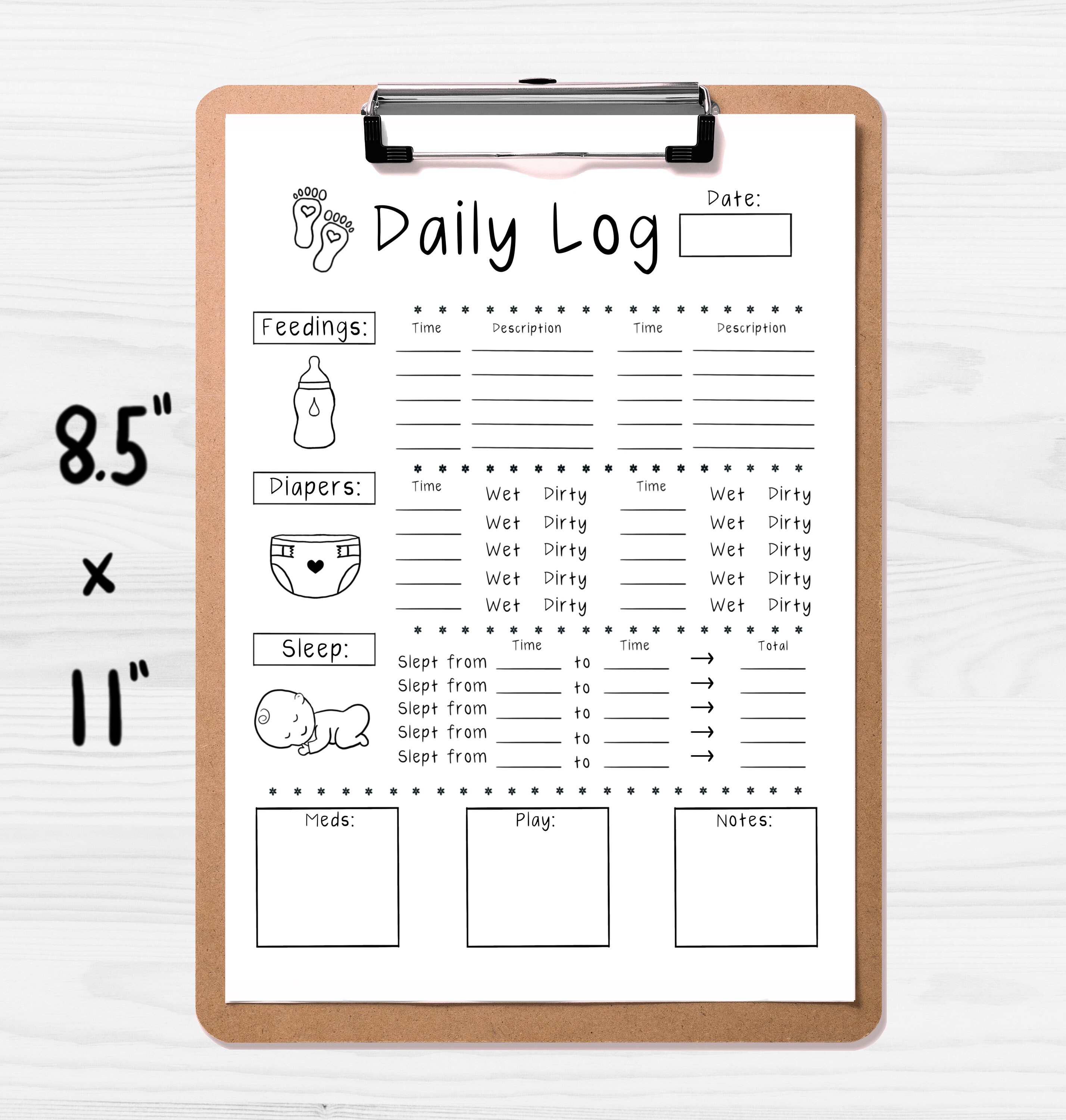 Baby Daily Log Template - Etsy UK