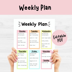 Weekly Plan Chart | Weekly Planner Printable - Etsy