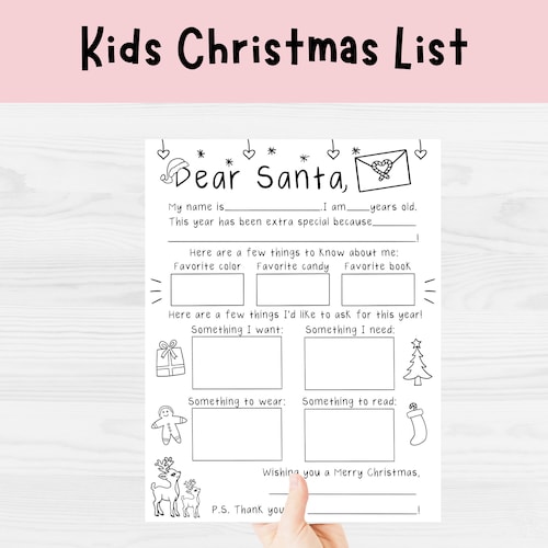 Letter to Santa Christmas Wish List Printable PDF Santa - Etsy