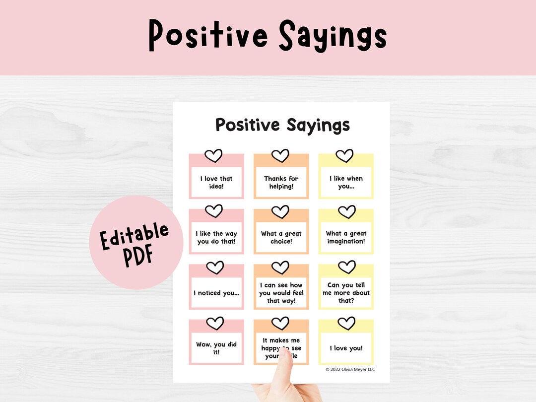 Positive Sayings Poster, Classroom Affirmations (editable PDF) - Etsy