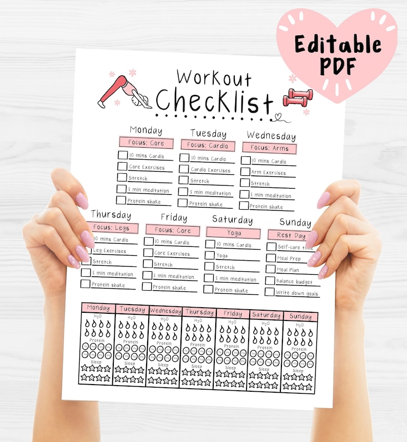 Workout Plan Editable Workout Routine Chart Fitness Log - Etsy