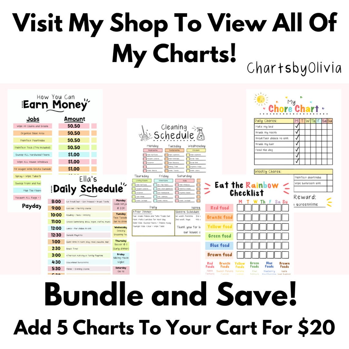 How to Earn Money Chore Chart Editable Allowance Chart - Etsy