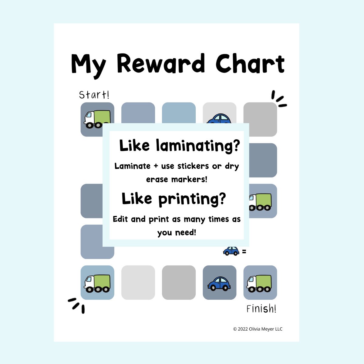 Cars and Trucks Reward Chart Printable Reward Chart for - Etsy Australia
