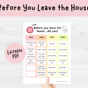 Before You Leave the House Chart Home Management - Etsy