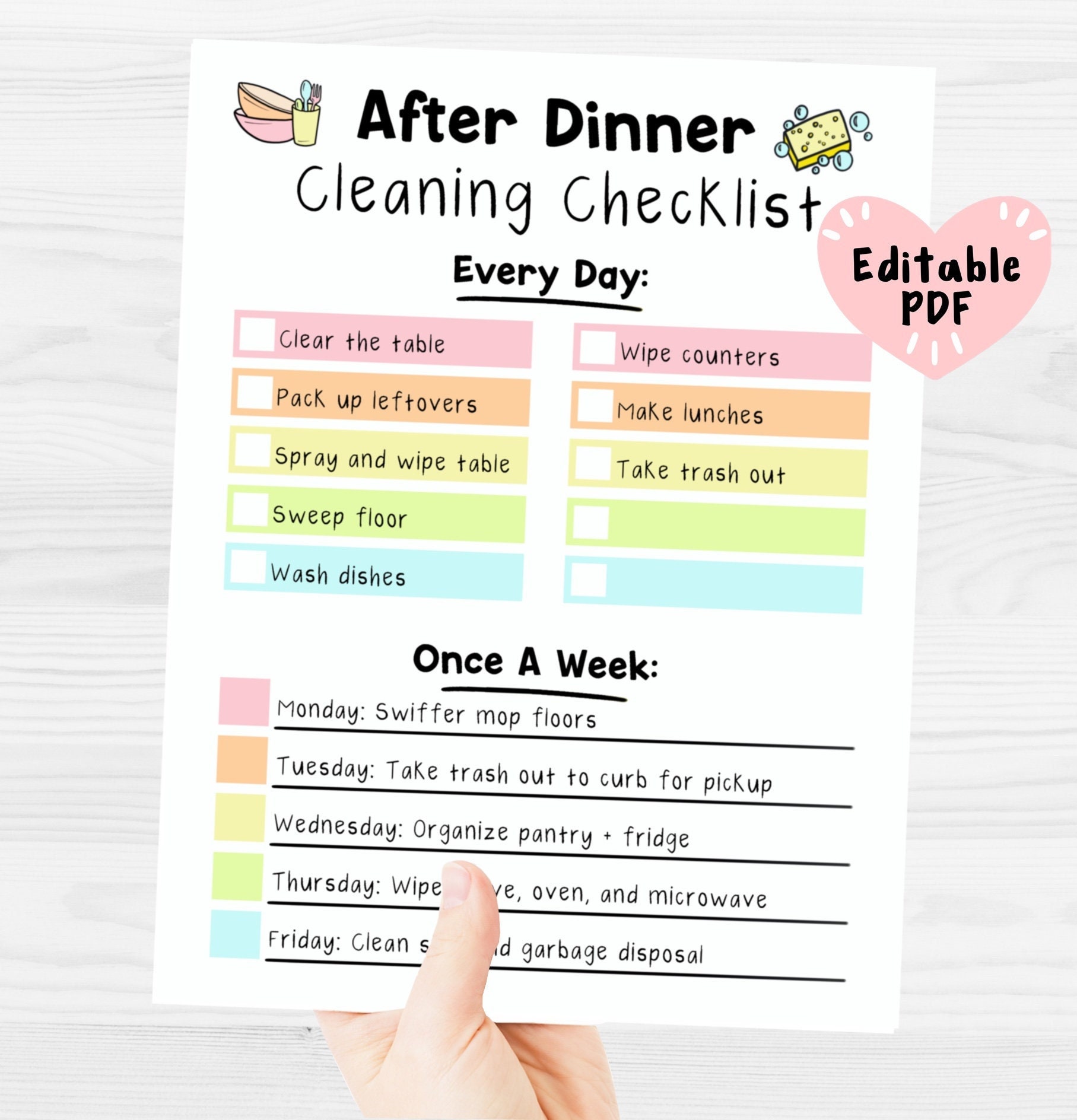 After Dinner Cleaning Checklist Cleaning Schedule Cleaning - Etsy