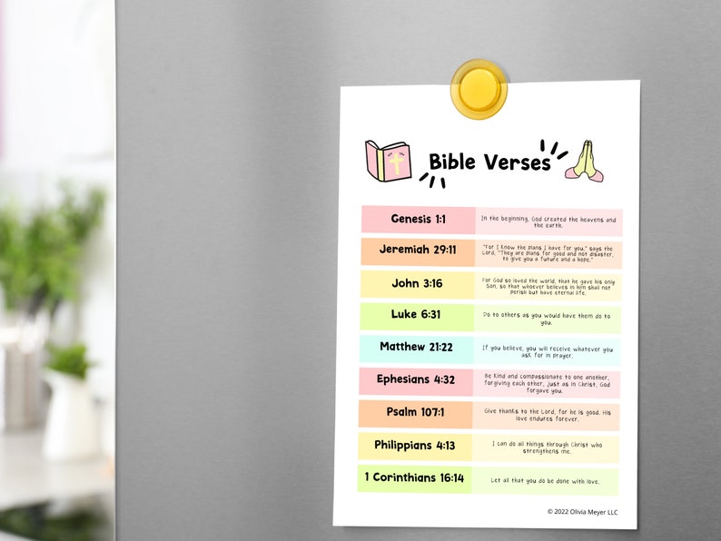Bible Verses Chart for Kids - Etsy
