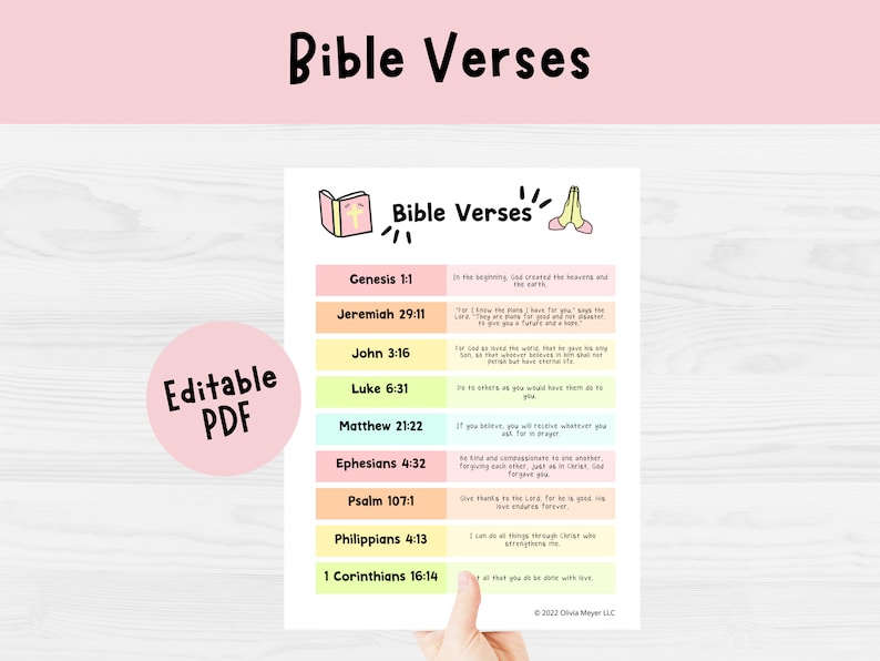 Bible Verses Chart for Kids - Etsy