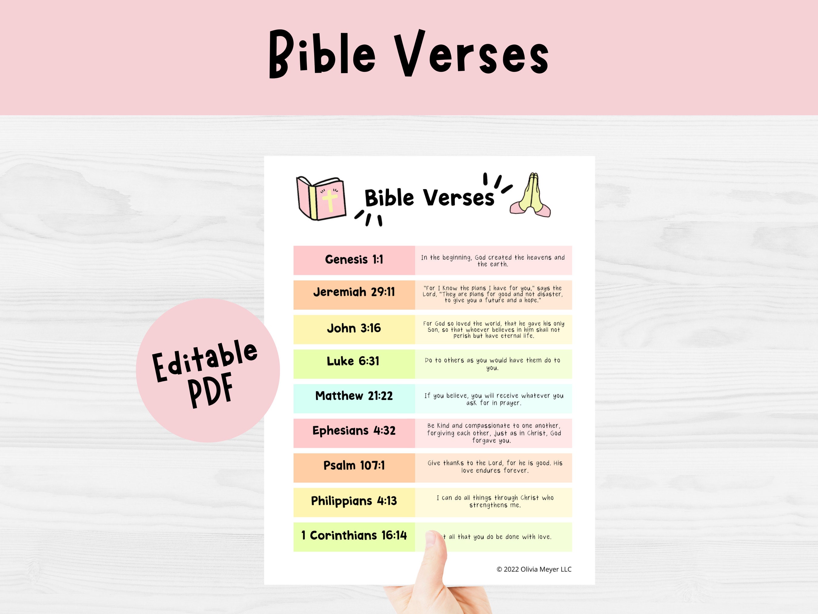 Bible Verses Chart for Kids - Etsy