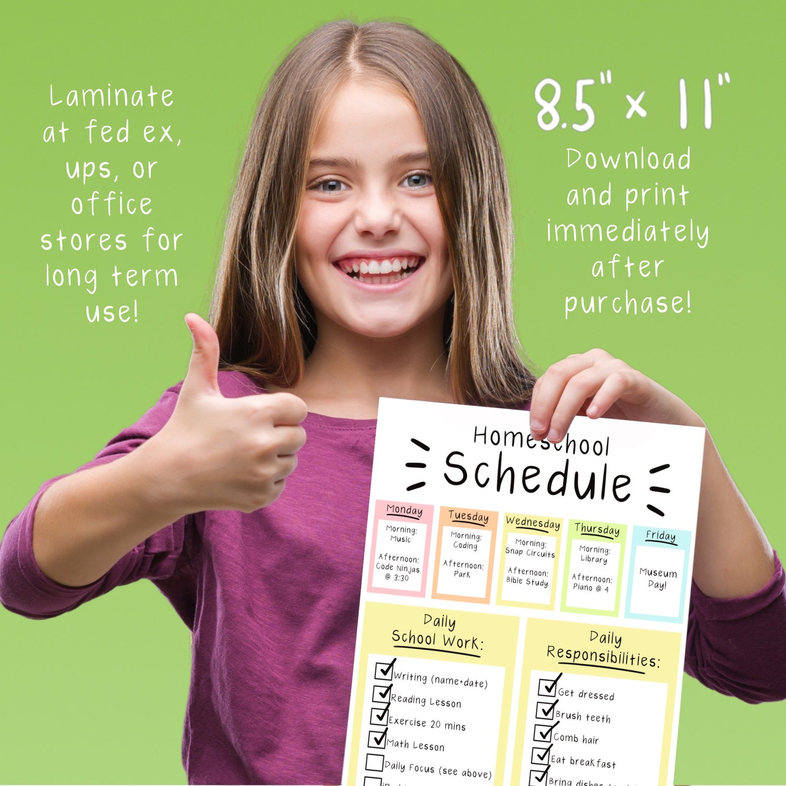 Homeschool Schedule - Etsy