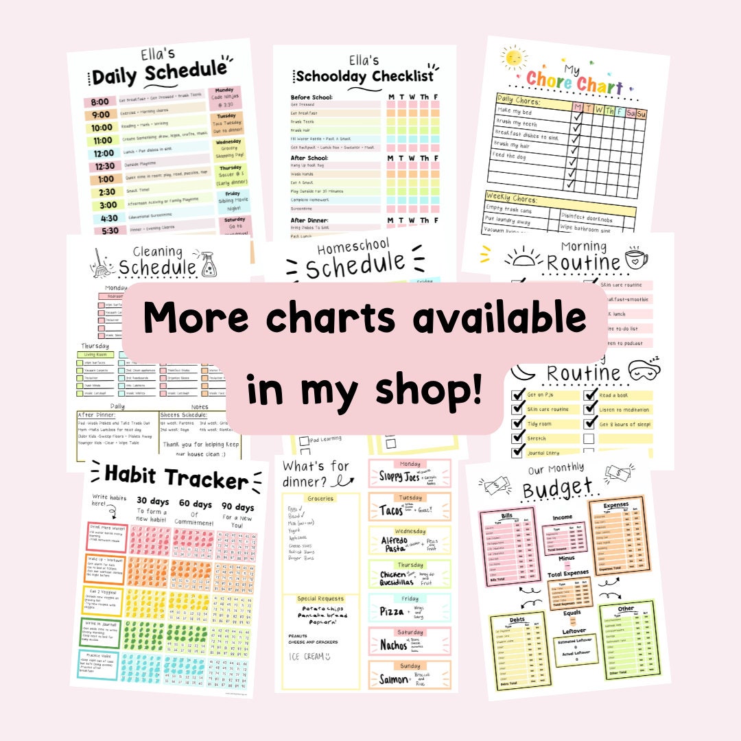 Weekly Plan Chart Weekly Planner Printable - Etsy