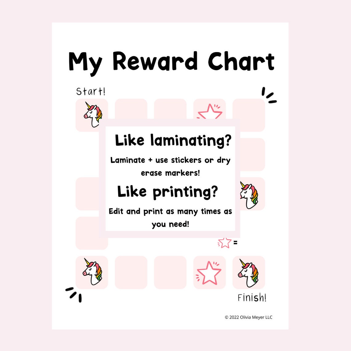 Unicorn Reward Chart | Printable Reward Chart, Potty Training - Etsy