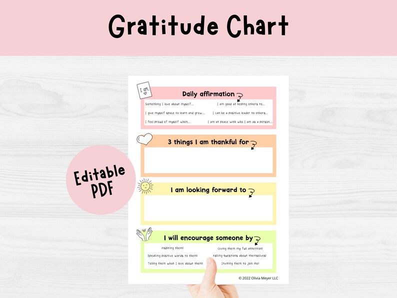 Gratitude Chart | Daily Schedule for Kids - Etsy