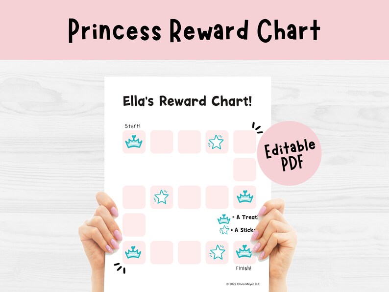 Princess Reward Chart | Editable Kids Chore Chart (PDF) - Etsy