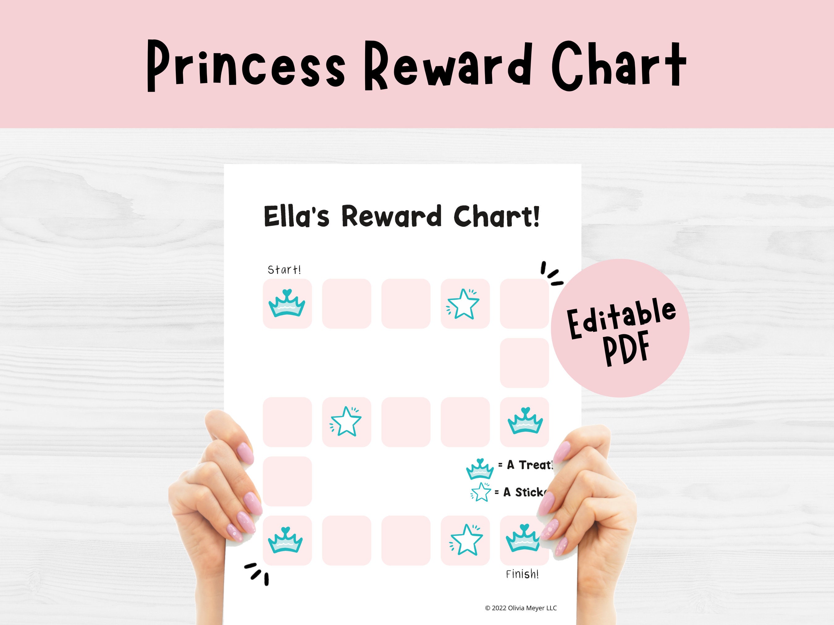 Princess Reward Chart | Editable Kids Chore Chart (PDF) - Etsy