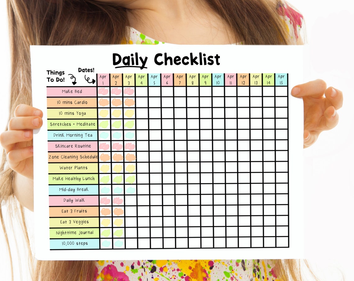 Daily Checklist Template Editable PDF - Etsy