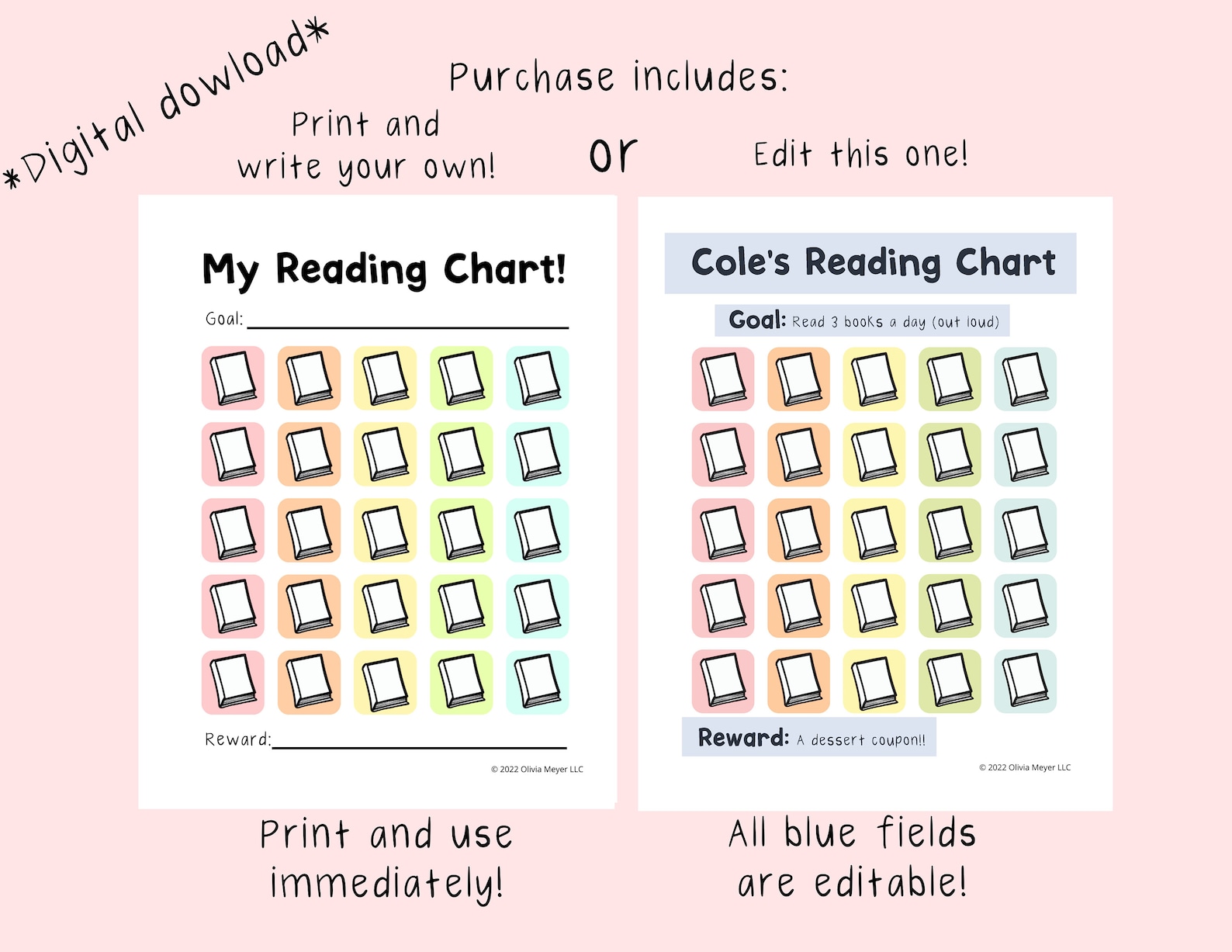 Reading Chart for Kids Reading Tracker Reading Log for Kids - Etsy