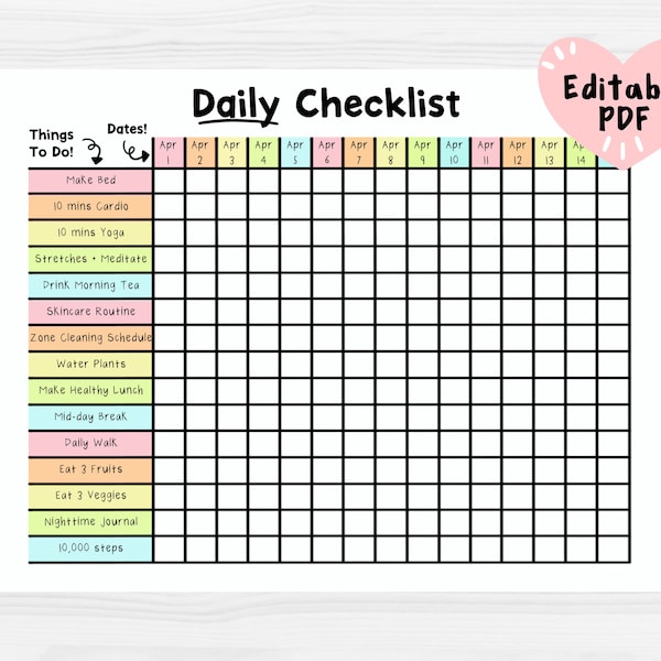 Daily Self Care Checklist Printable, Self Care Habit Tracker, Self Care Tracker, Daily Routine ...