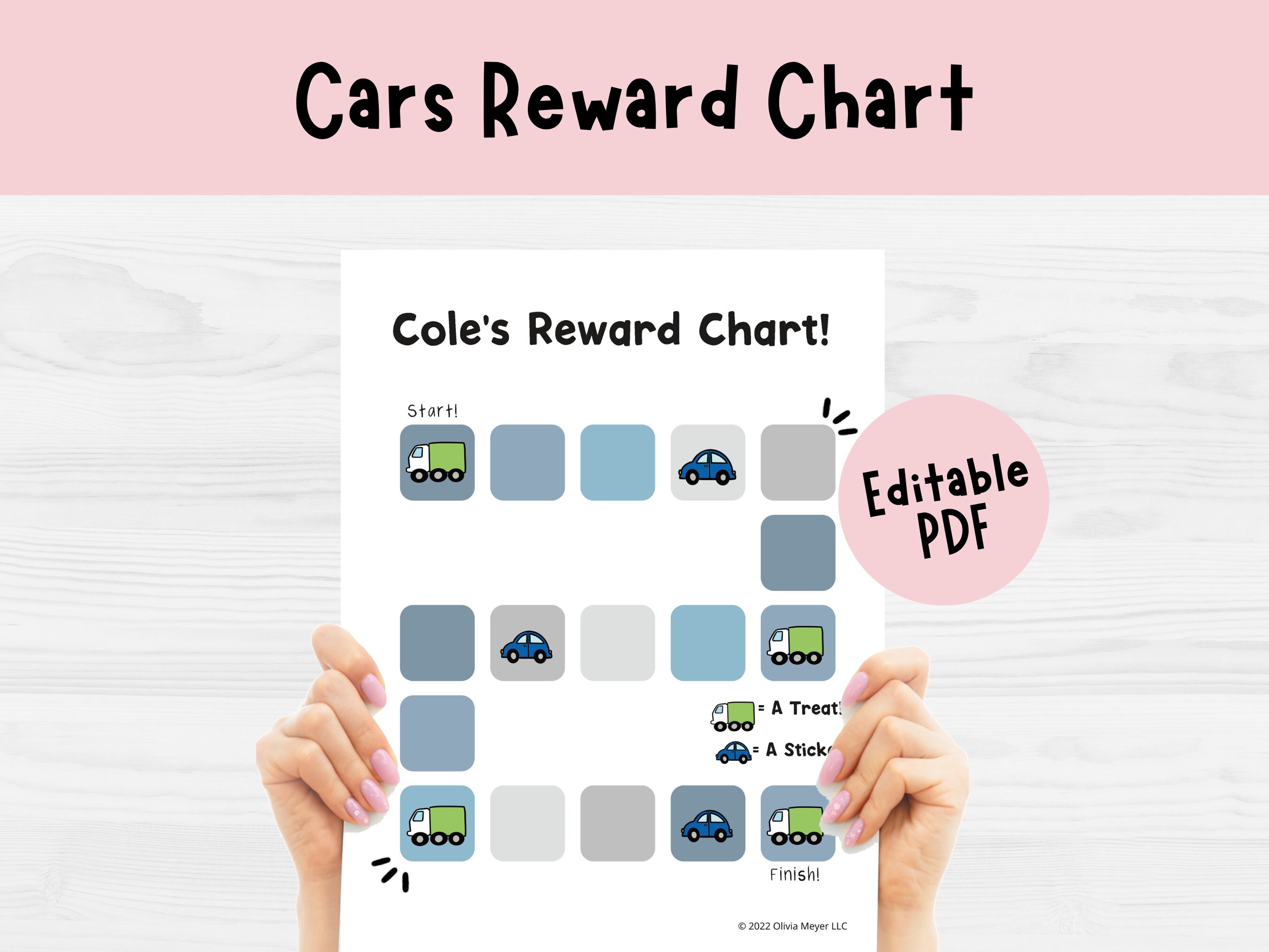 Cars and Trucks Reward Chart | Editable Printable (PDF) - Etsy
