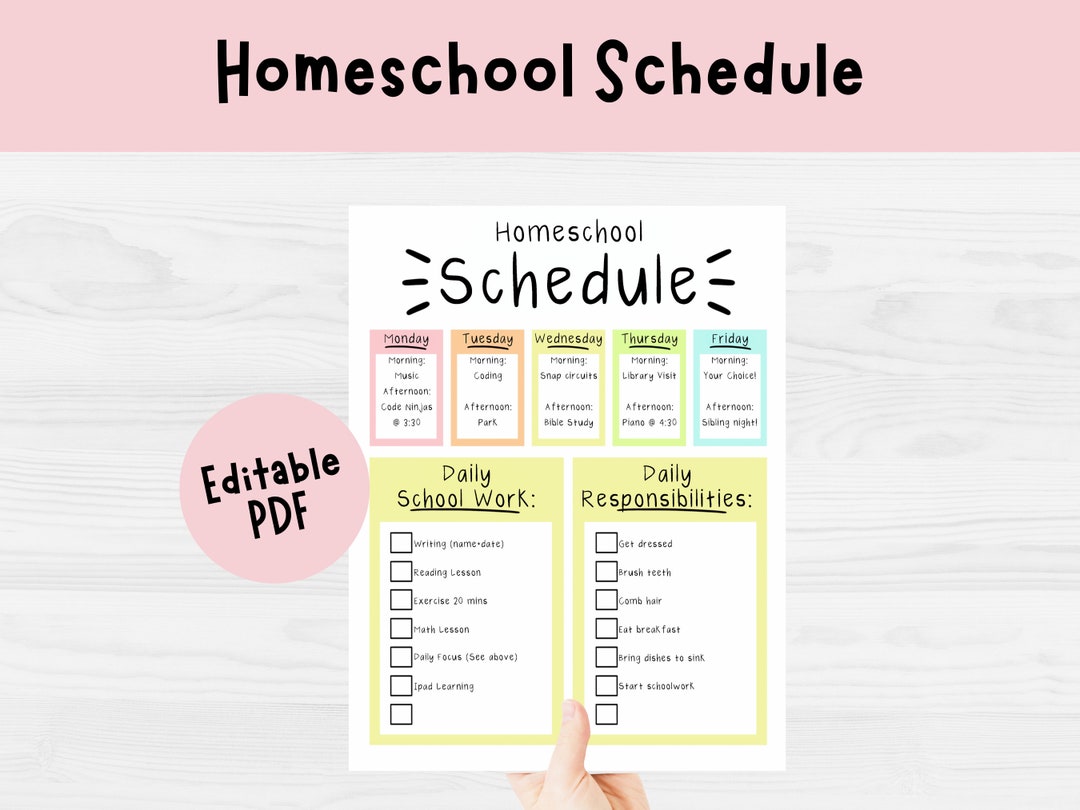 Homeschool Schedule - Etsy