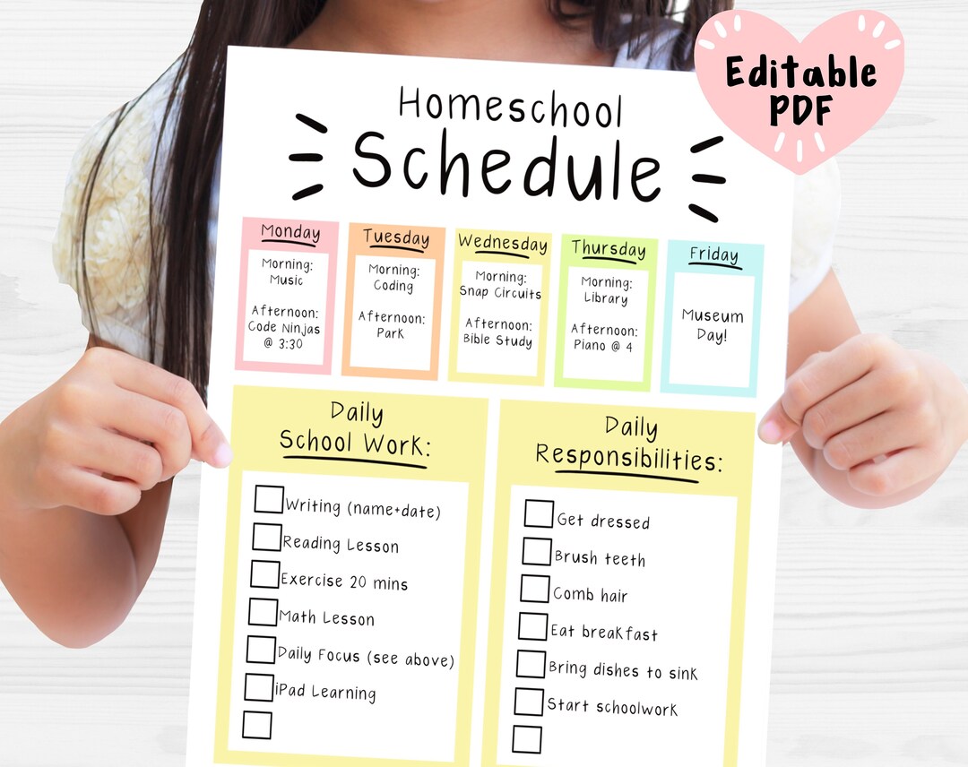 Homeschool Schedule - Etsy