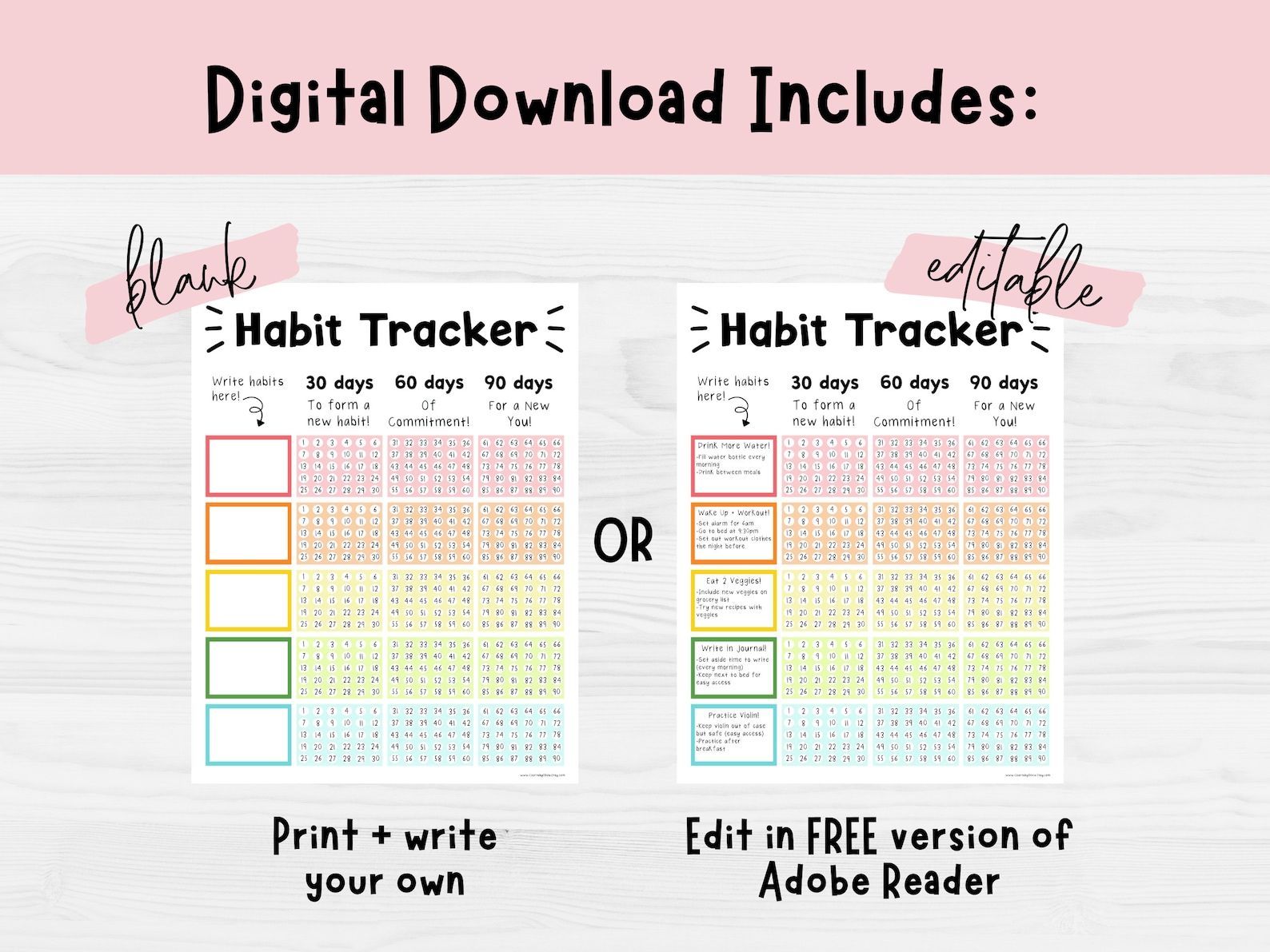 Habit Tracker Printable | Daily Habit Chart, Cute Habit Tracker - Etsy