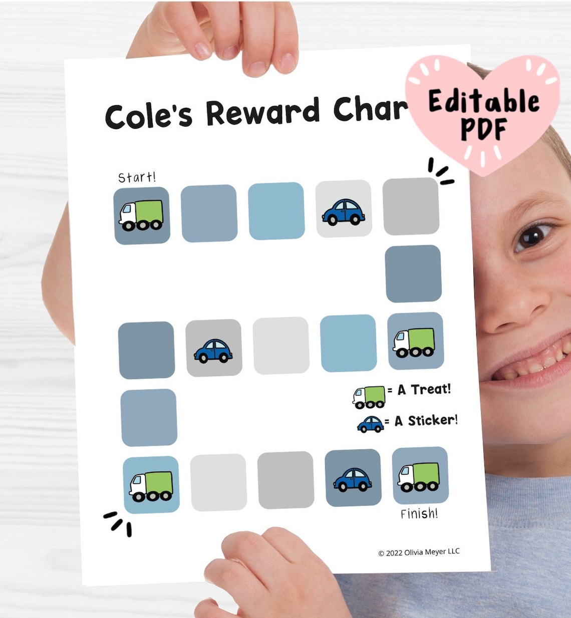 Cars and Trucks Reward Chart Printable Reward Chart for - Etsy