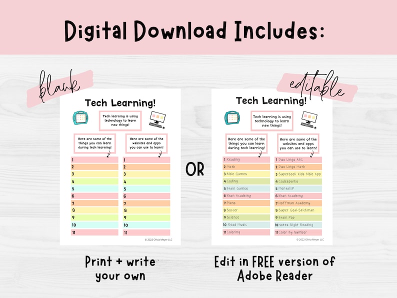 Educational Screen Time Ideas Chart for Kids - Etsy