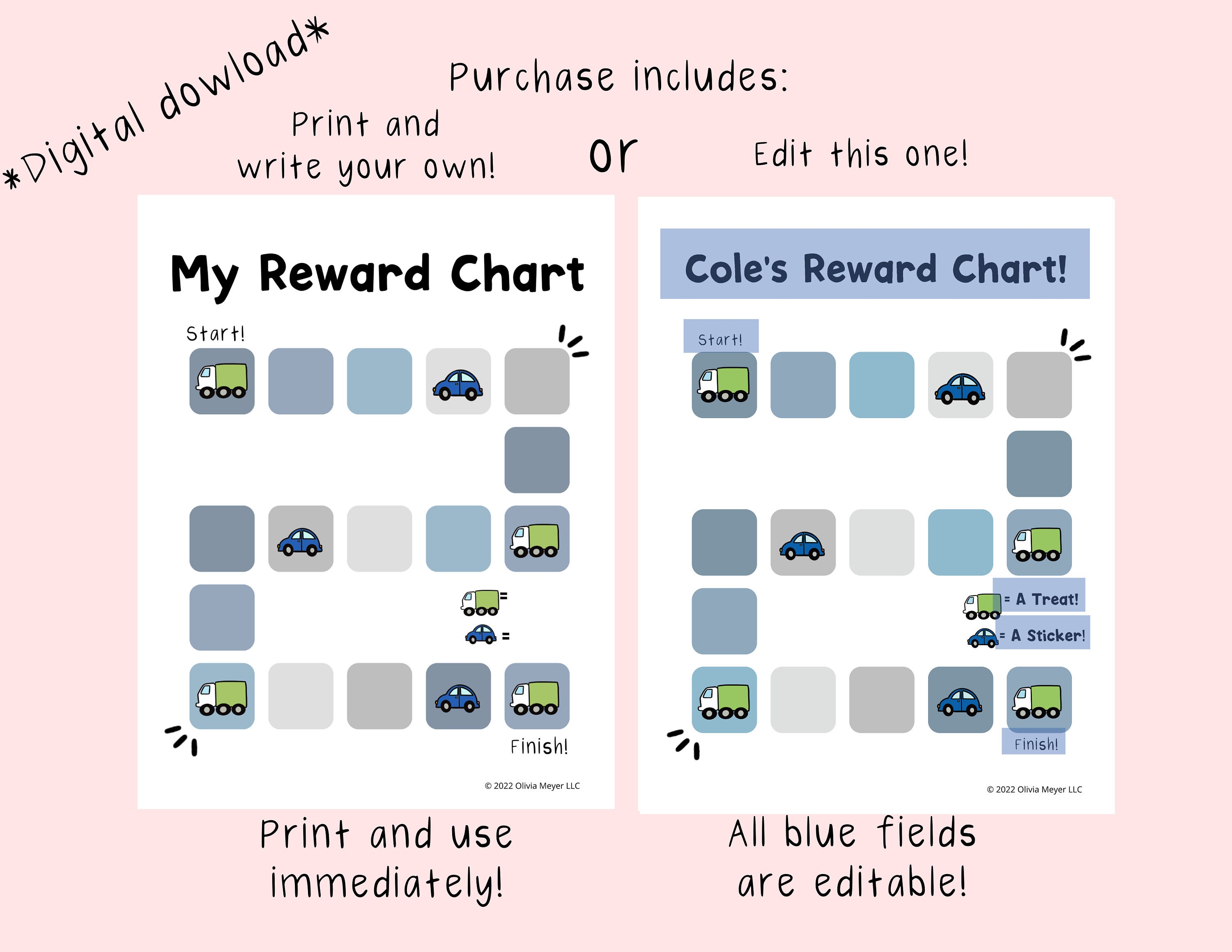 Cars and Trucks Reward Chart Printable Reward Chart for - Etsy Australia