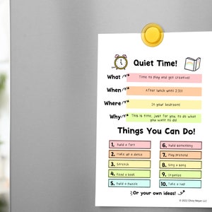 Quiet Time Chart, Kids Daily Schedule Idea, Printable PDF - Etsy