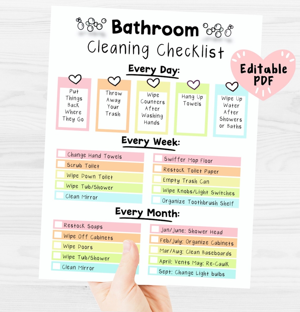Bathroom Kids Cleaning Checklist Bathroom Prints Kids - Etsy