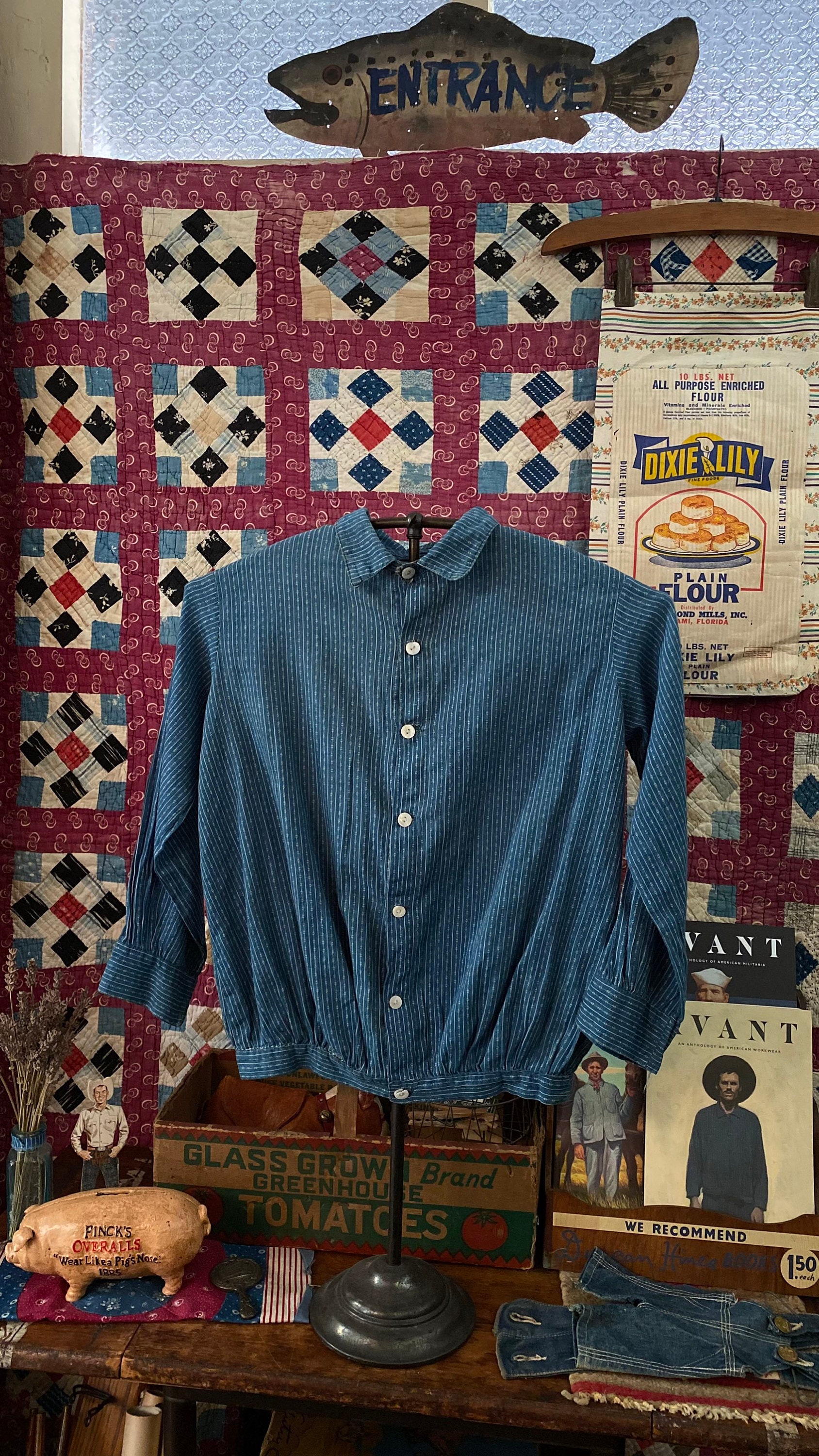 Antique Blue Calico Blouse - Etsy