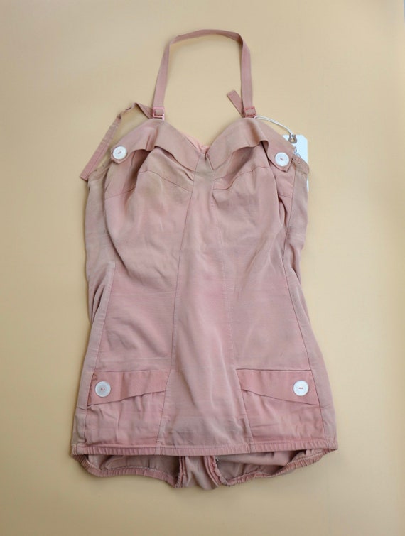 Vintage 1940s 50s Nylon Satin Coral Bathing Suit AS IS | Etsy
