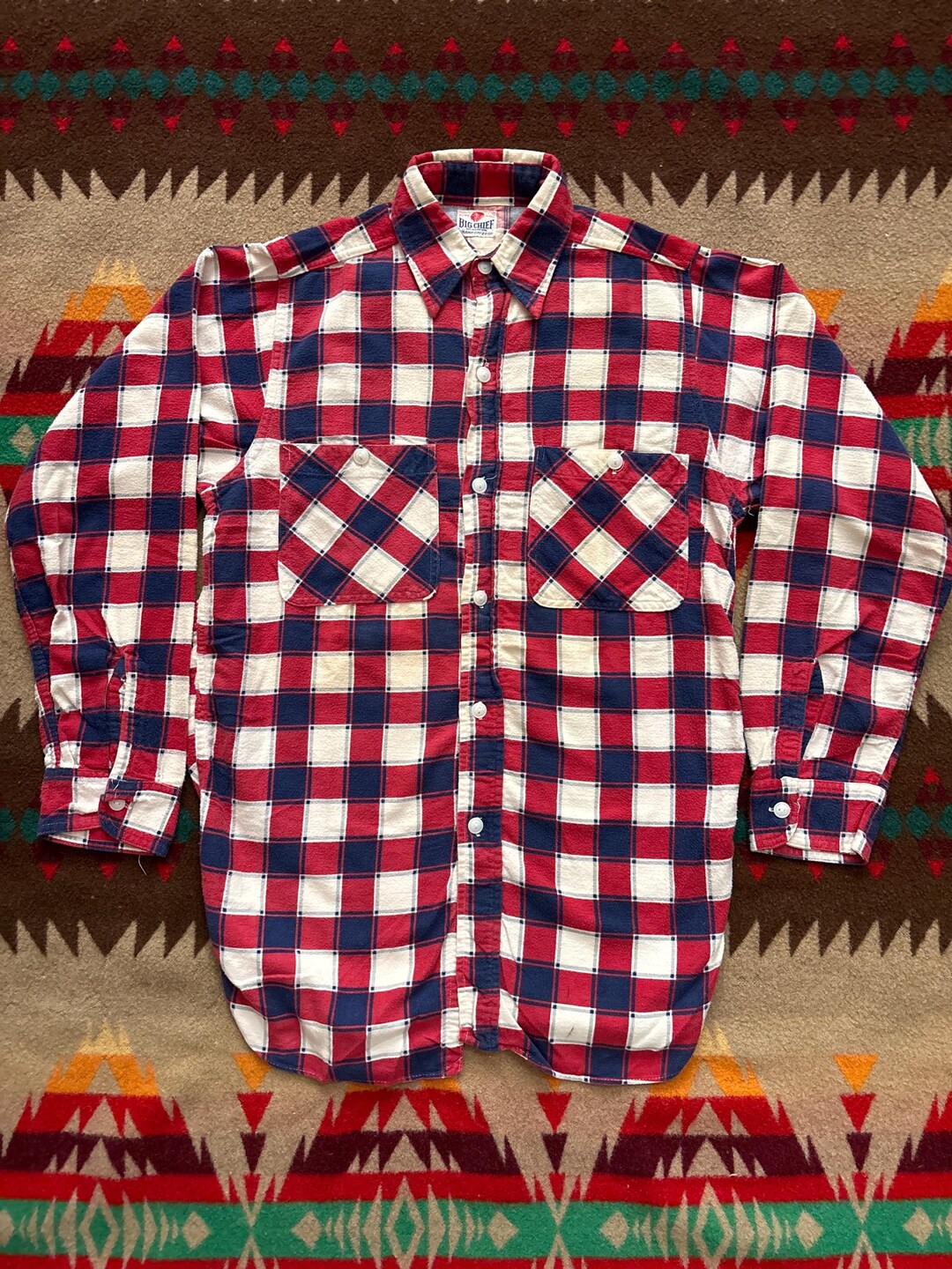 Vintage 1950s 50s Big Chief Indian Sanforized Cotton Flannel Button up ...
