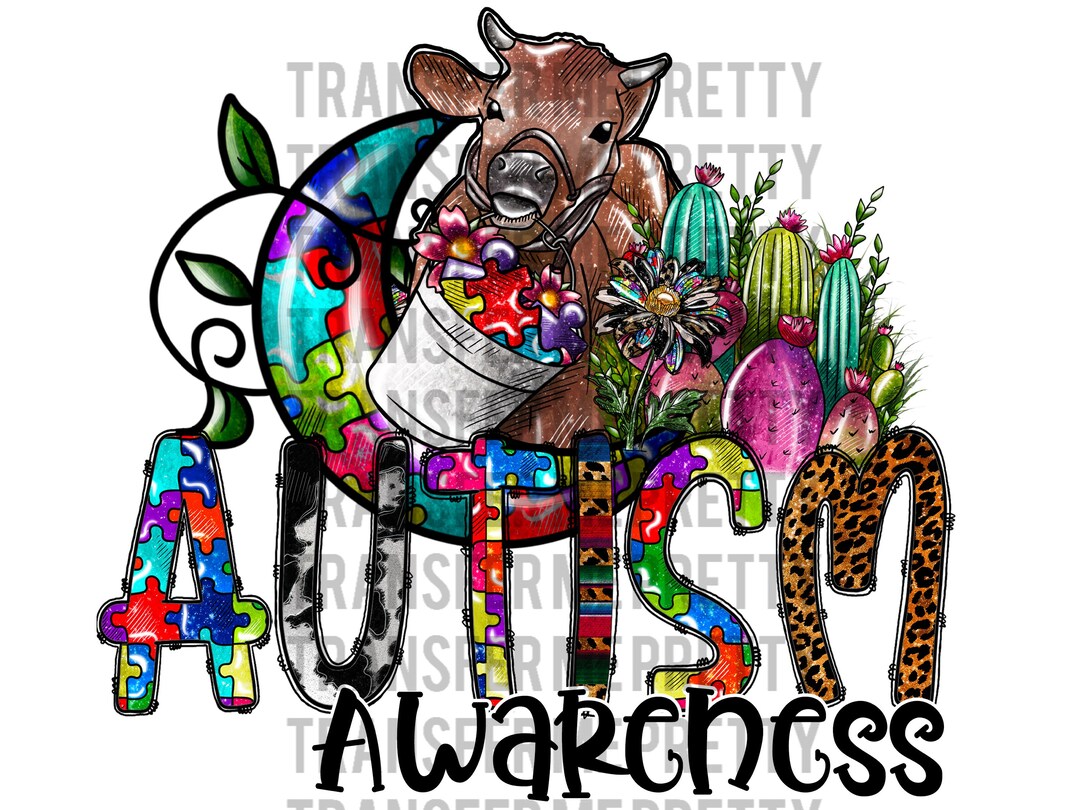 Autism Awareness Cow Ready to Press Sublimation Transfer - Etsy