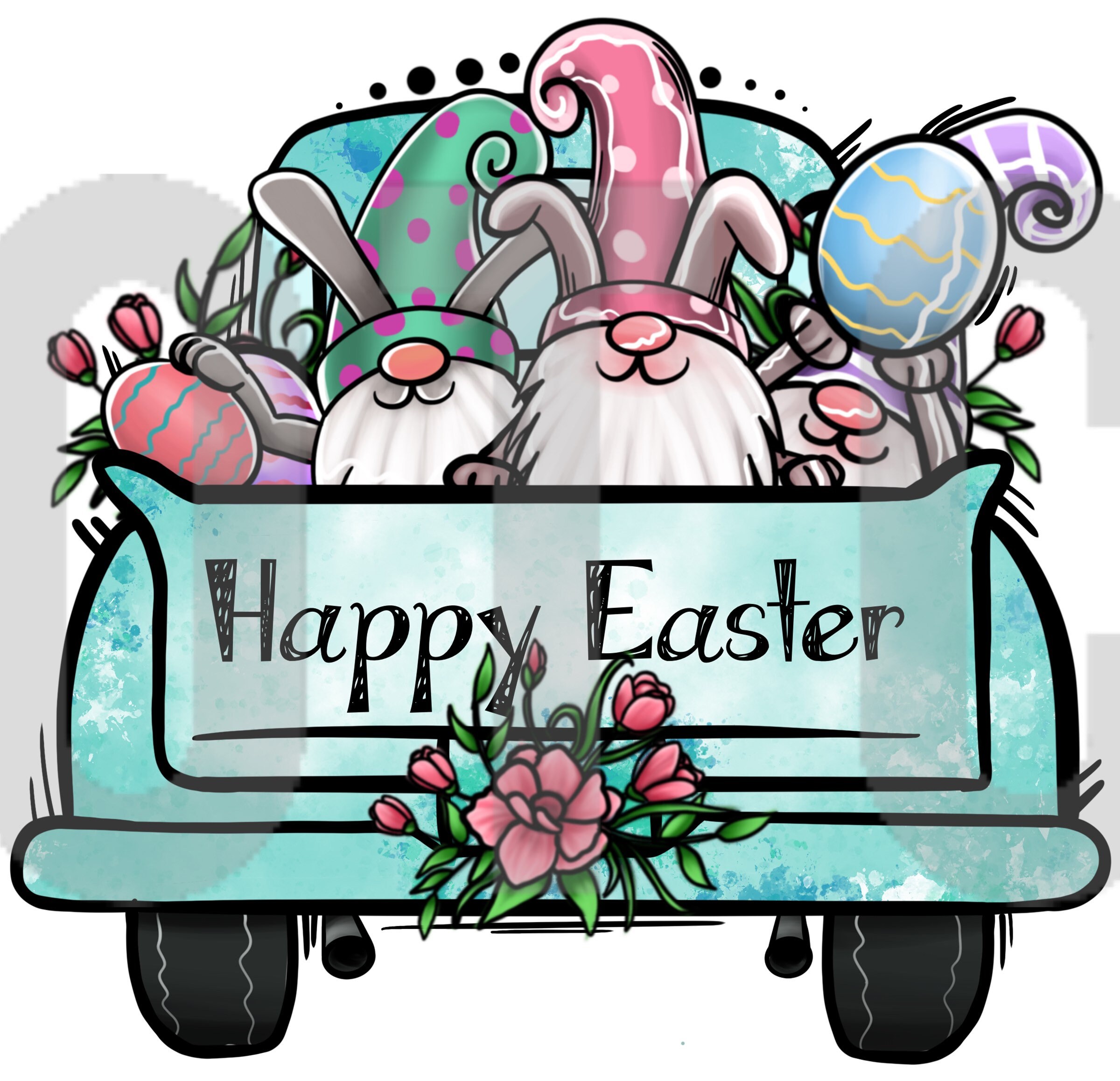 Happy Easter Gnome Truck Ready to Press Sublimation Transfer - Etsy