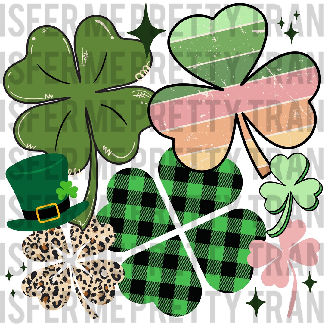 St Patricks Day Clovers Ready To Press Sublimation Transfer Etsy