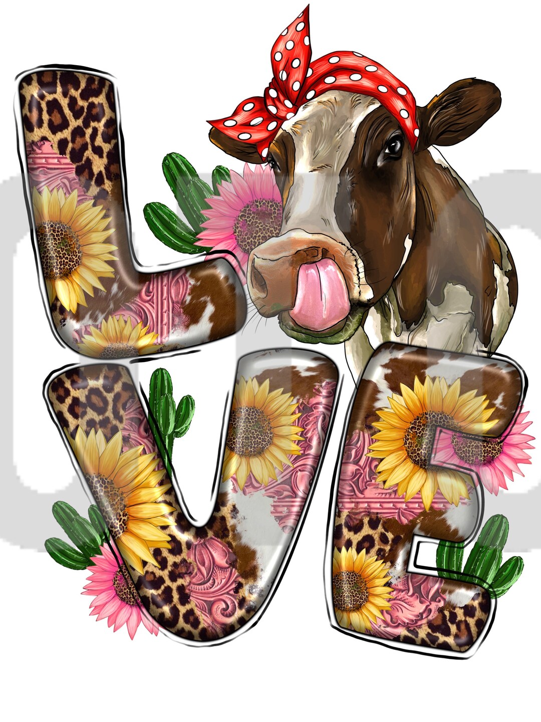Love Cow / Floral Ready to Press Sublimation Transfer - Etsy