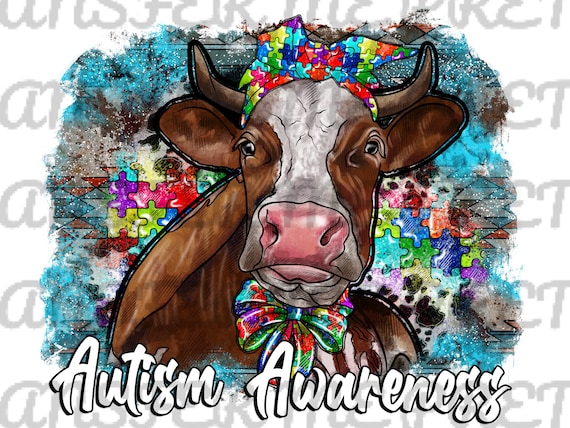 Autism Awareness Cow Ready to Press Sublimation Transfer - Etsy