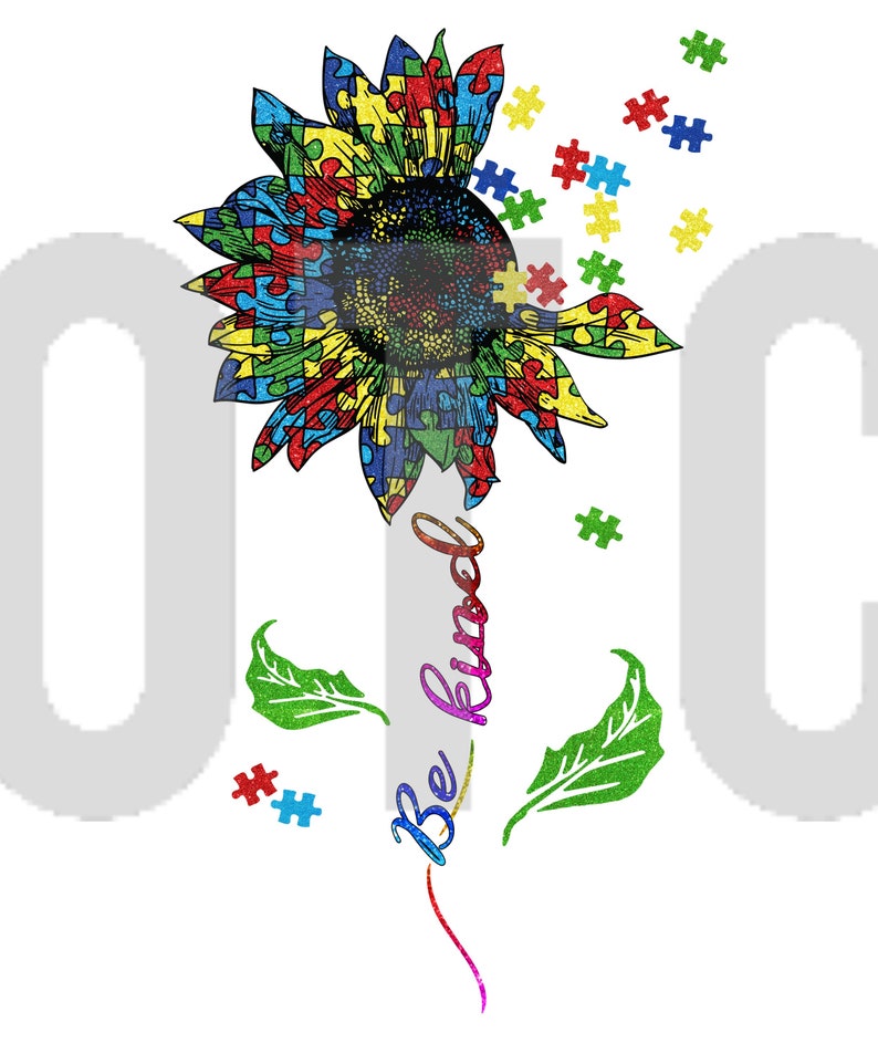 Autism Awareness Sunflower Ready to Press Sublimation Transfer Autistic ...