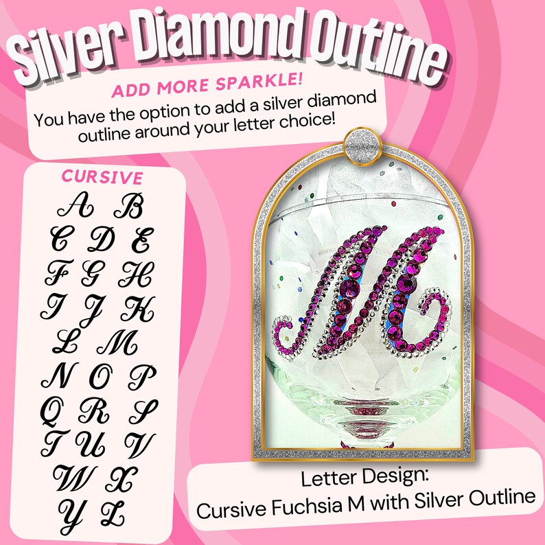 Rhinestone LETTER Gift Wine Glass Rhinestone Blinged Letter - Etsy