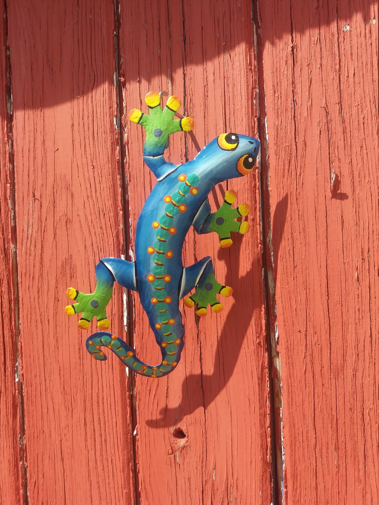 Metal Blue Lizard Wall Art Ornament Handmade in Haiti From Recycled Oil ...