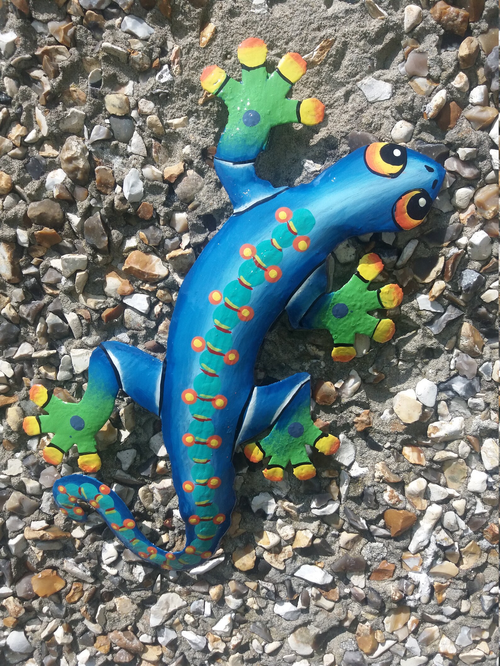 Metal Blue Lizard Wall Art Ornament Handmade in Haiti From Recycled Oil ...