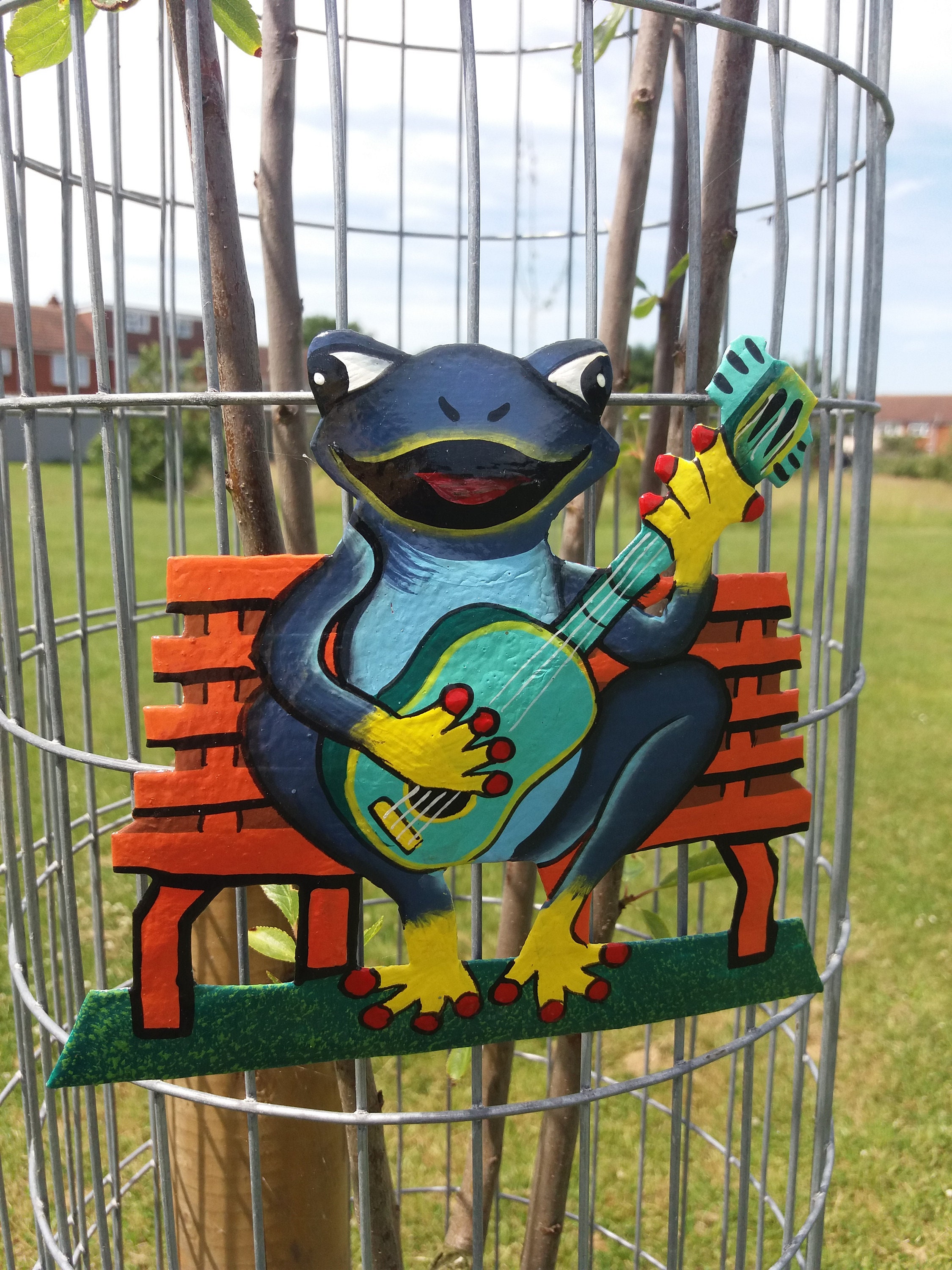 Metal Frog With Guitar Wall Hanger Made From Recycled Steel Drums in ...