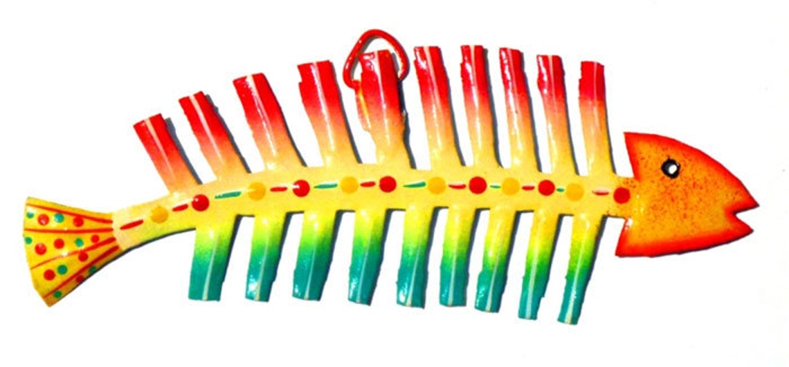 Metal Bone Fish Wall Hanger Art Handmade From Upcycled Steel Drums ...