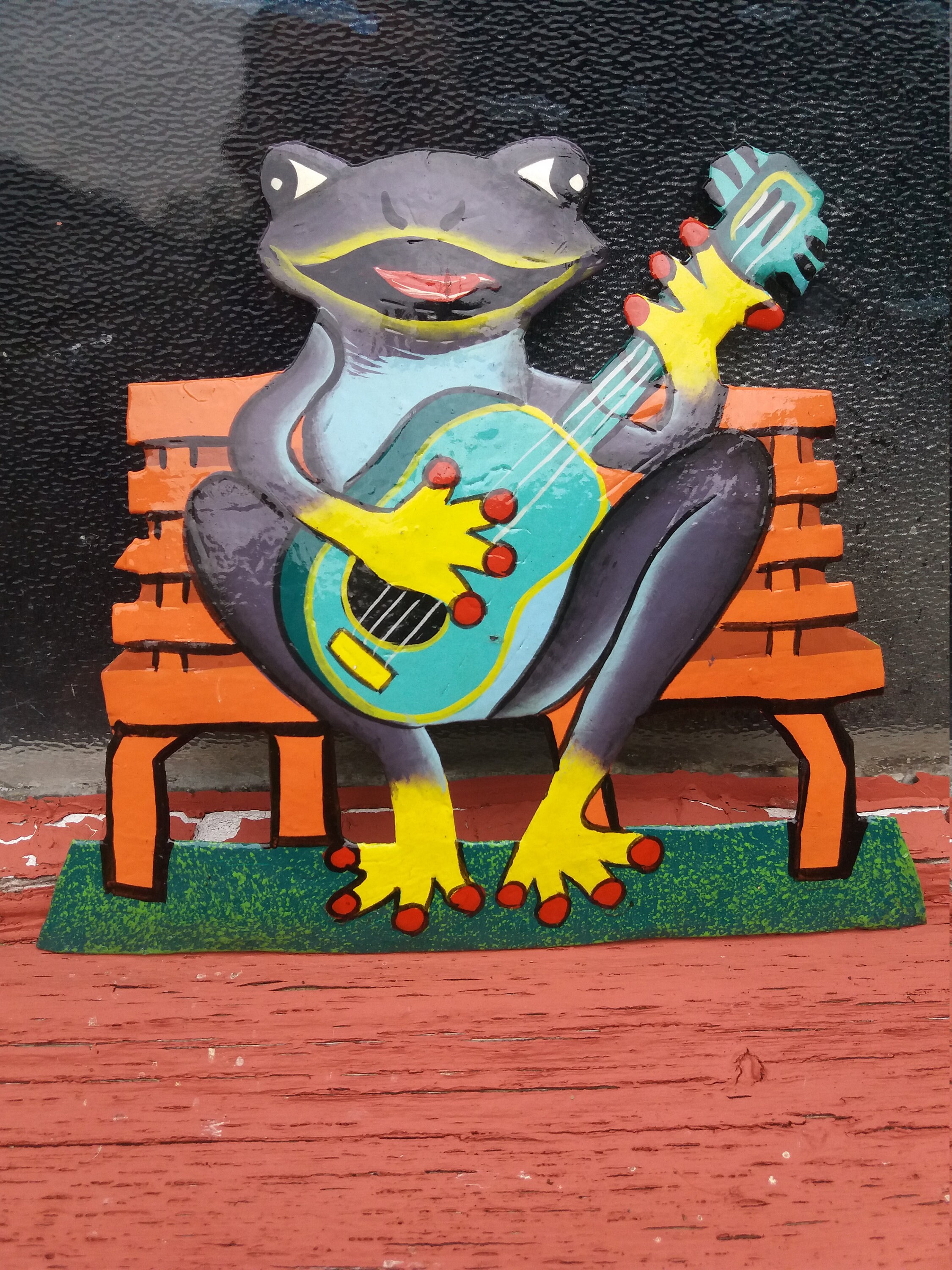 Metal Frog With Guitar Wall Hanger Made From Recycled Steel Drums in ...