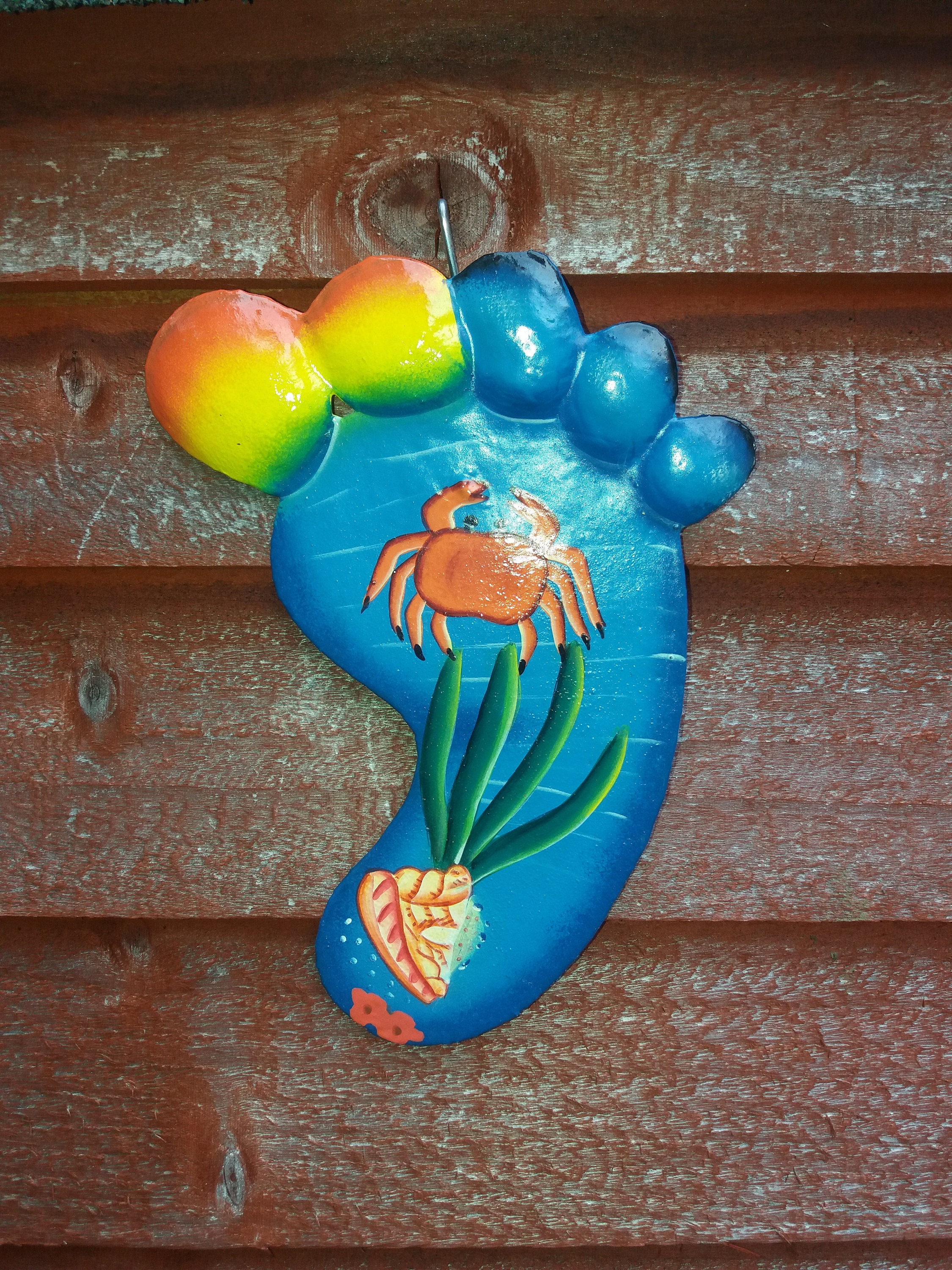 Recycled Steel Drum Tropical Footprint Wall Art, Handmade Haitian Decor ...